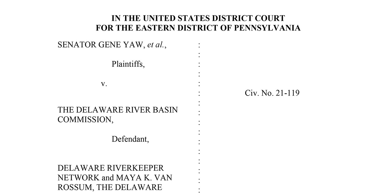 DRBC Lawsuit Intervention